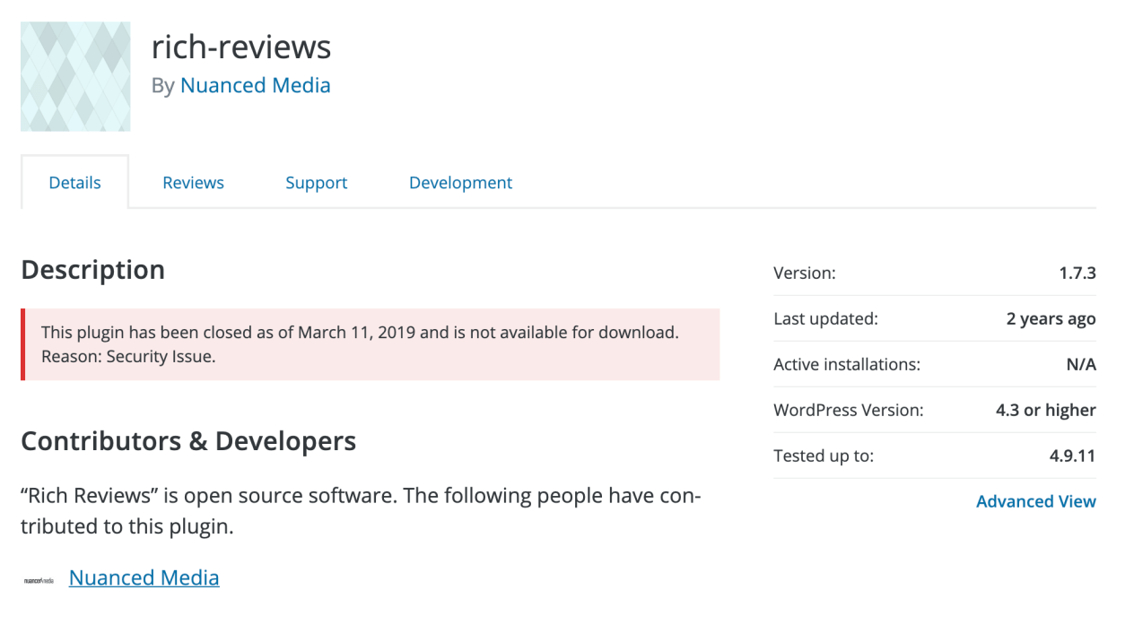 Rich Reviews plugin bevat kwetsbaarheid - WordPress Handleiding Rich Reviews plugin bevat kwetsbaarheid - WordPress Handleiding